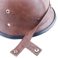 China Custom DOT Approved German Leather Half Helmet for Motorcycle in Black PU Leather for sale