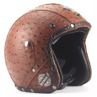 China Support OEM/ODM/Laser Printing Logo Retro Brown Leather Motorcycle Helmets for sale