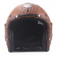 China Support OEM/ODM/Laser Printing Logo Retro Brown Leather Motorcycle Helmets for sale