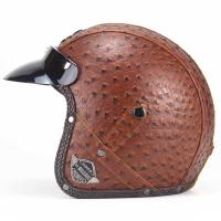 China Support OEM/ODM/Laser Printing Logo Retro Brown Leather Motorcycle Helmets for sale