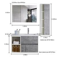 China Wall Mount Bathroom Cabinet with Mirror and LED Light 80x50x50cm Solid Wood for sale