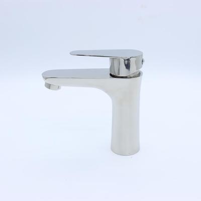 China 304 Stainless Steel Brushed Bathroom Basin Faucet Modern Luxury Lavatory Water Tap 1-Hole for sale