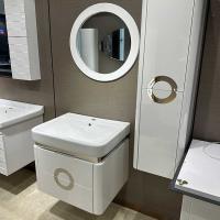 China Modern White Wall Mounted Bathroom Vanity Cabinet with Ceramic Integrated Basin 80cm for sale