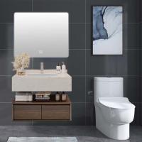 China Solid Wood Bathroom Vanity Cabinet 1.6cm Thickness Walnut Color for Hotel for sale