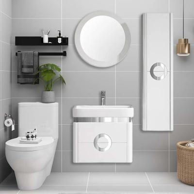 China SONSILL Luxury Hotel Wall Hung PVC Floating Bathroom Vanity with Side Cabinet 60cm for sale
