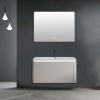 China SONSILL 80cm Floating Bathroom Vanity Cabinet with Rock Basin and LED Mirror for sale