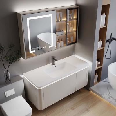 China SONSILL 80cm Floating Bathroom Vanity Cabinet with Rock Basin and LED Mirror for sale