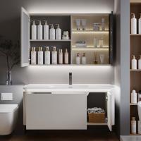 China 80cm Slate Bathroom Vanity with Solid Wood Cabinet and Wash Basin 80x50x48cm for sale