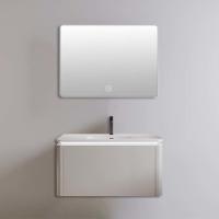 China Waterproof Slate Bathroom Vanity with Sink and Mirror 42 Inch Modern Solid Wood Cabinet for sale