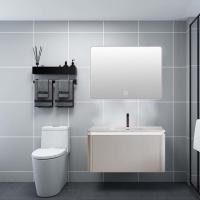 China Waterproof Slate Bathroom Vanity with Sink and Mirror 42 Inch Modern Solid Wood Cabinet for sale