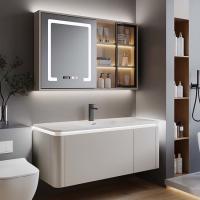 China Waterproof Slate Bathroom Vanity with Sink and Mirror 42 Inch Modern Solid Wood Cabinet for sale