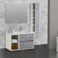 China Plywood 80cm Bathroom Vanity Set with LED Mirror and Side Cabinet Wall Mounted for sale