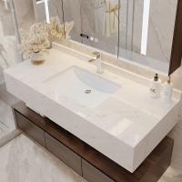 China Solid Wood Paint Free Wall Mounted Bathroom Vanities Walnut color for sale
