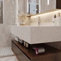 China Solid Wood Paint Free Wall Mounted Bathroom Vanities Walnut color for sale