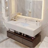 China Customizable Bathroom Vanity With Storage Cabinet 80cm  Walnut Color for sale