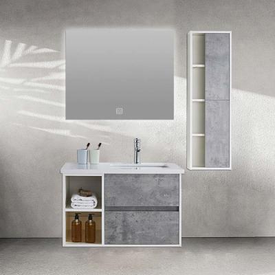 China 80cm Bathroom Vanity Cabinet with LED Mirror Wall Mounted Modern Storage for sale
