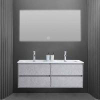 China 120cm Wall Mounted 2 Sink Bathroom Vanity with LED Mirror and 4 Drawers for sale