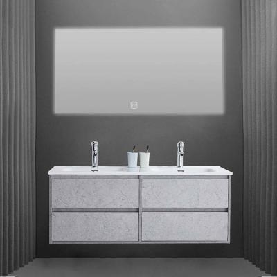 China 120cm Wall Mounted 2 Sink Bathroom Vanity with LED Mirror and 4 Drawers for sale
