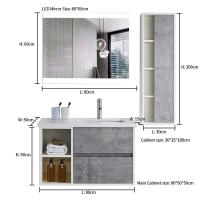 China Light Gray Two Drawer Bathroom Cabinet Solid Wood Wall Mounted for sale
