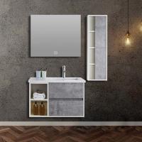 China 24-48 Inch Wall Hanging Bathroom Vanity with Side Cabinet LED Mirror 80cm Ceramic Basin for sale