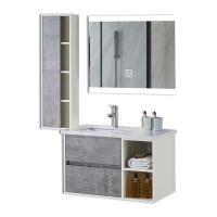 China 24-48 Inch Wall Hanging Bathroom Vanity with Side Cabinet LED Mirror 80cm Ceramic Basin for sale