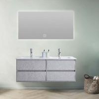 China 120cm Wall Mounted Bathroom Vanity Set with LED Mirror and Ceramic Basin Gray for sale
