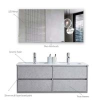 China 120cm Wall Mounted Bathroom Vanity Set with LED Mirror and Ceramic Basin Gray for sale