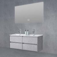 China 120cm Wall Mounted Bathroom Vanity Set with LED Mirror and Ceramic Basin Gray for sale