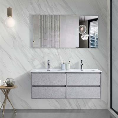 China Plywood LED Bathroom Mirror Cabinet 120cm Wall Hung Vanity with Ceramic Basin 4 Drawers for sale