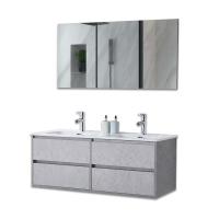 China Plywood LED Bathroom Mirror Cabinet 120cm Wall Hung Vanity with Ceramic Basin 4 Drawers for sale