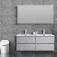 China Intelligent Floating Bathroom Vanity Cabinet 120x46cm with LED Mirror and Ceramic Basin for sale