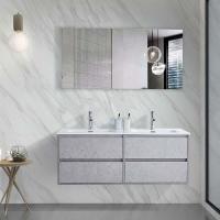 China 120cm Floating Bathroom Vanity Cabinet with LED Mirror Ceramic Basin for Hotel for sale