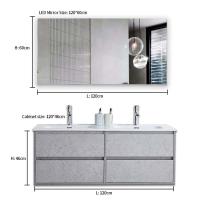 China 120cm Floating Bathroom Vanity Cabinet with LED Mirror Ceramic Basin for Hotel for sale