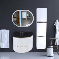 China PVC Bathroom Cabinet Vanity Units 70cm Wall Mounted with LED Mirror and Glass Basin for sale