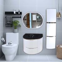 China PVC Bathroom Cabinet Vanity Units 70cm Wall Mounted with LED Mirror and Glass Basin for sale