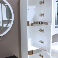 China PVC Bathroom Cabinet Vanity Units 70cm Wall Mounted with LED Mirror and Glass Basin for sale