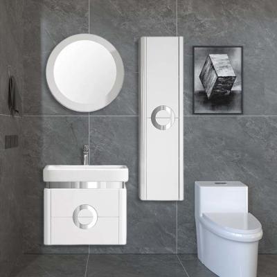China PVC Bathroom Vanity Cabinet Set 61x45x46cm with Ceramic Basin and LED Mirror for sale