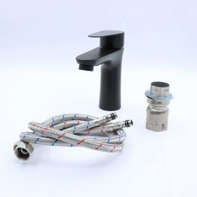 China SUS304 Stainless Steel Black Bathroom Sink Faucet Single Handle Mixer 15cm Height for sale