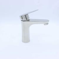China SUS 304 Stainless Steel One Hole Basin Faucet Silvery 15cm Deck Mounted for sale