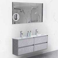 China 120x60cm LED Mirror Bathroom Cabinet Double Sink Solid Wood Plywood 16mm for sale