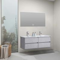 China 120x60cm LED Mirror Bathroom Cabinet Double Sink Solid Wood Plywood 16mm for sale