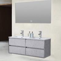 China 120x60cm LED Mirror Bathroom Cabinet Double Sink Solid Wood Plywood 16mm for sale