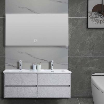 China Sonsill Customizable Plywood Bathroom Vanity Cabinet with LED Mirror 120x60cm for sale