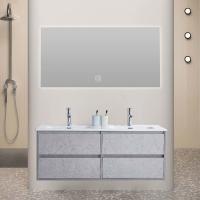 China Modern Double Sink Bathroom Vanity Cabinet 35-37 in Width with LED Mirror Customizable for sale