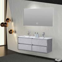 China Modern Double Sink Bathroom Vanity Cabinet 35-37 in Width with LED Mirror Customizable for sale