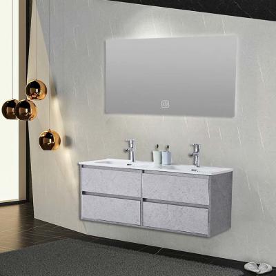 China Modern Double Sink Bathroom Vanity Cabinet 35-37 in Width with LED Mirror Customizable for sale
