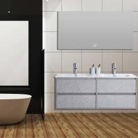 China Customizable PVC Luxury Bathroom Vanity with LED Mirror 120cm 3 Year Warranty for sale