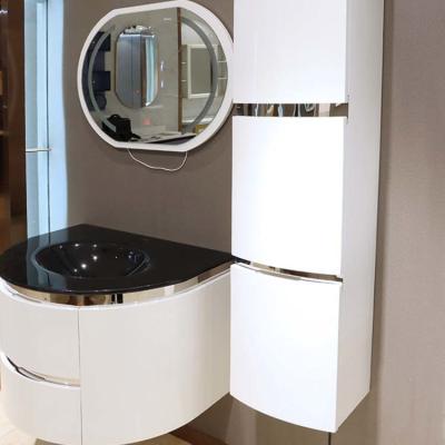 China PVC Bathroom Vanity with Side Cabinet Paint Free Wall Mounted 70x48x54 cm for sale