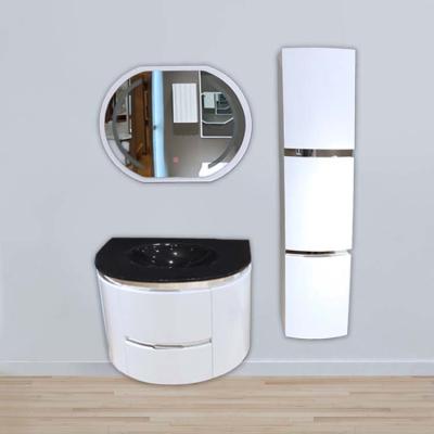 China 70x48x54cm PVC Bathroom Cabinet with Side Cabinet and LED Mirror Modern Storage Set for sale