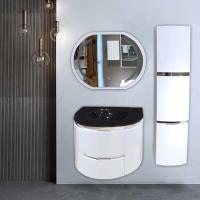 China 70x48x54cm PVC Bathroom Cabinet with Side Cabinet and LED Mirror Modern Storage Set for sale